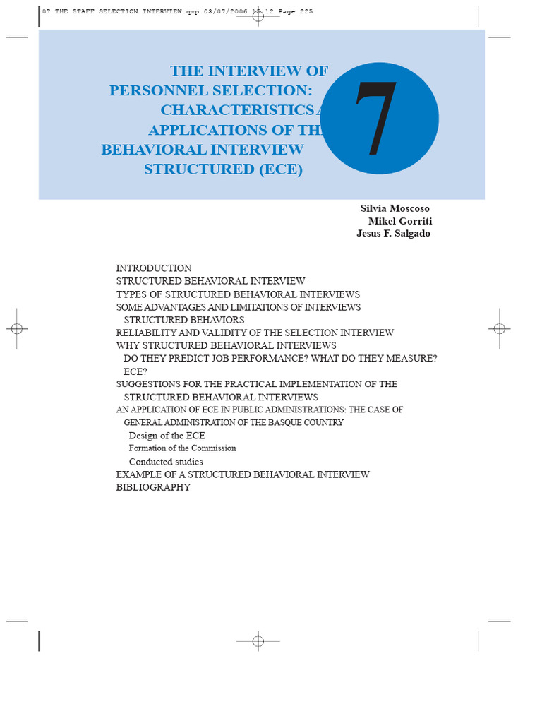 Structured Behavioral Interview | PDF | Job Interview | Validity ...