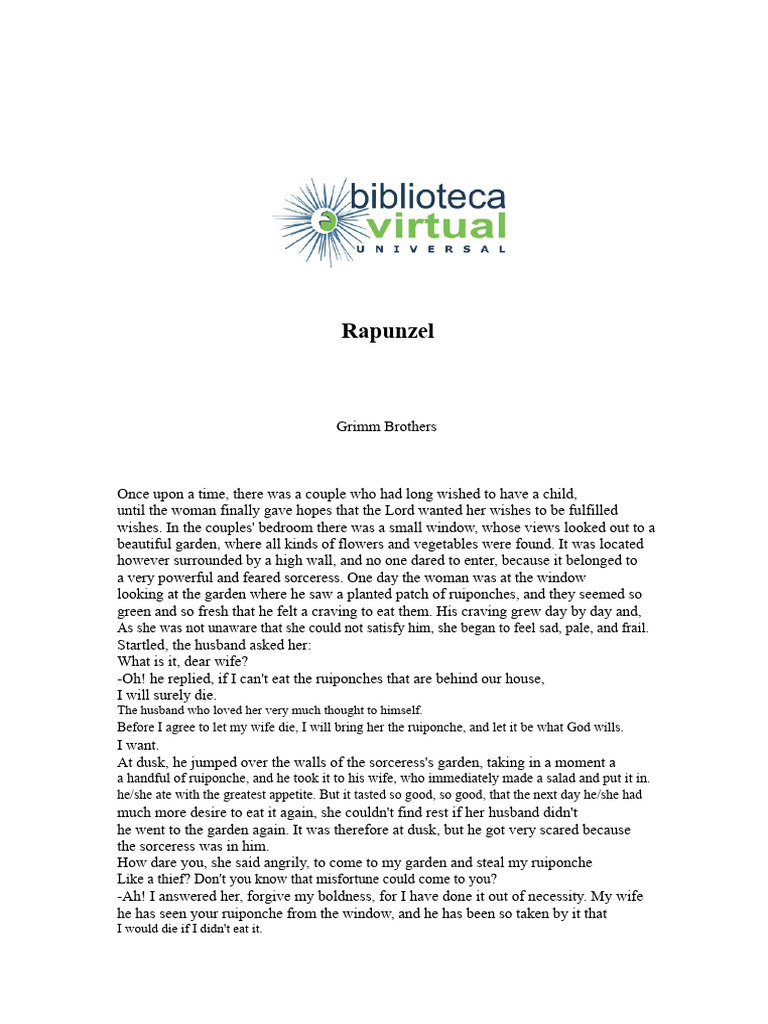 Rapunzel | PDF | Rapunzel | Fairy Tales