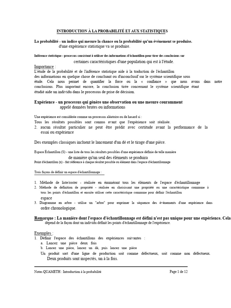 Introduction à la probabilité et statistiques | PDF | Probabilité | Hasard
