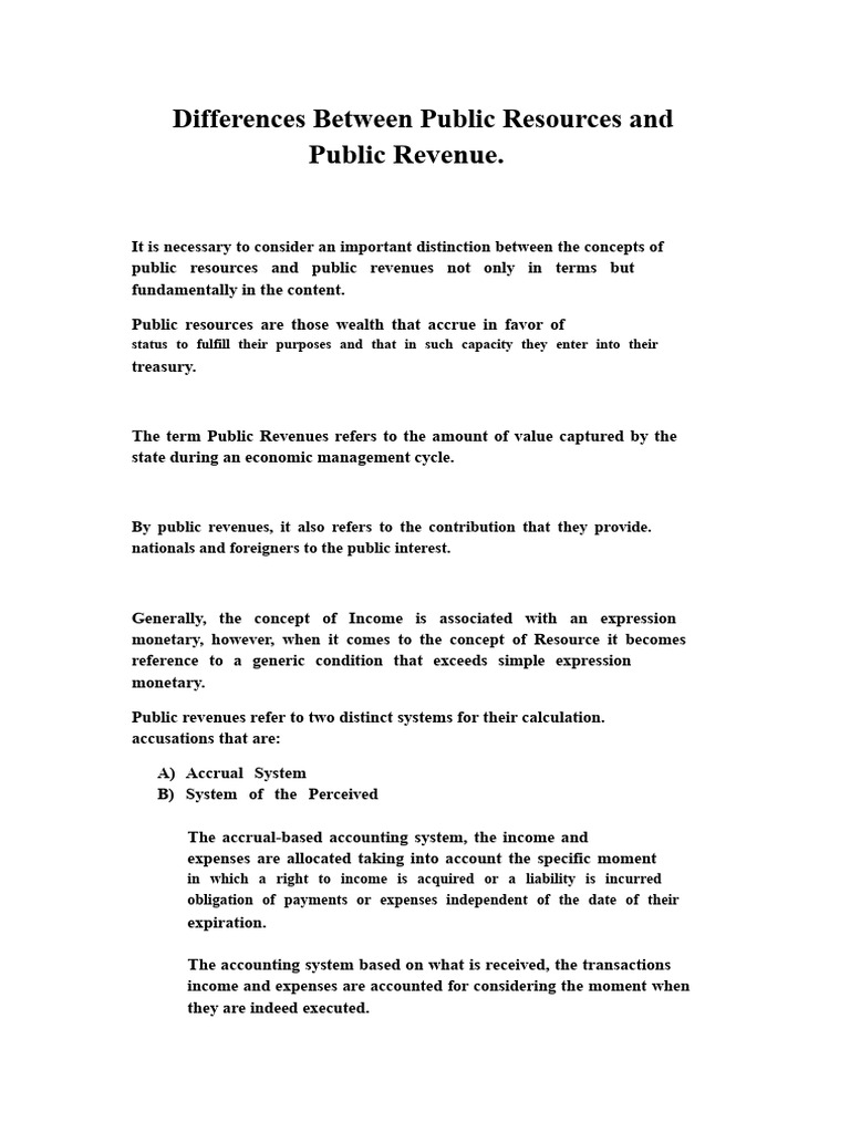 Differences Between Public Resources and Public Revenues | PDF