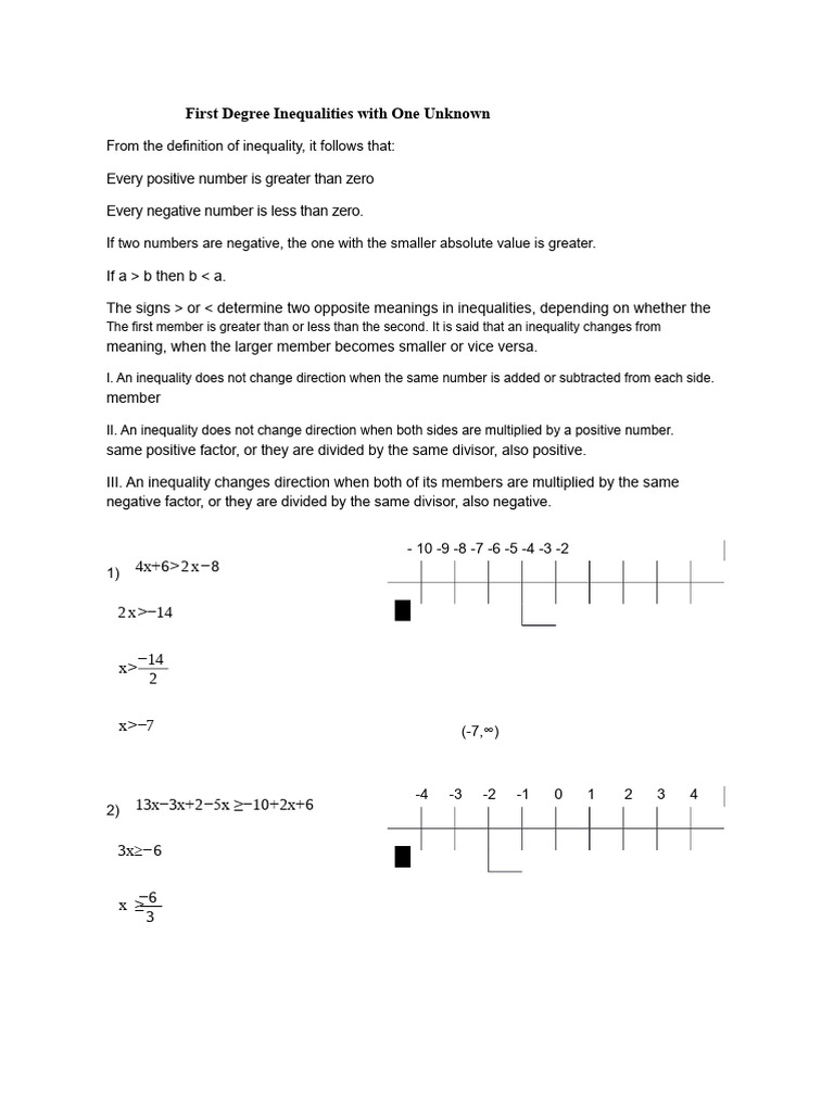 Understanding First and Second Degree Inequalities | PDF | Inequality ...