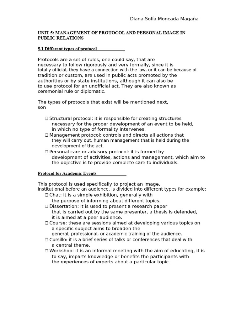 Management of Protocol and Personal Image in Public Relations | PDF ...