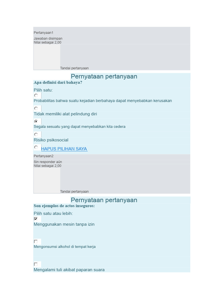 Evaluasi Akhir Pencegahan Risiko Kerja Apa Definisi Bahaya | PDF