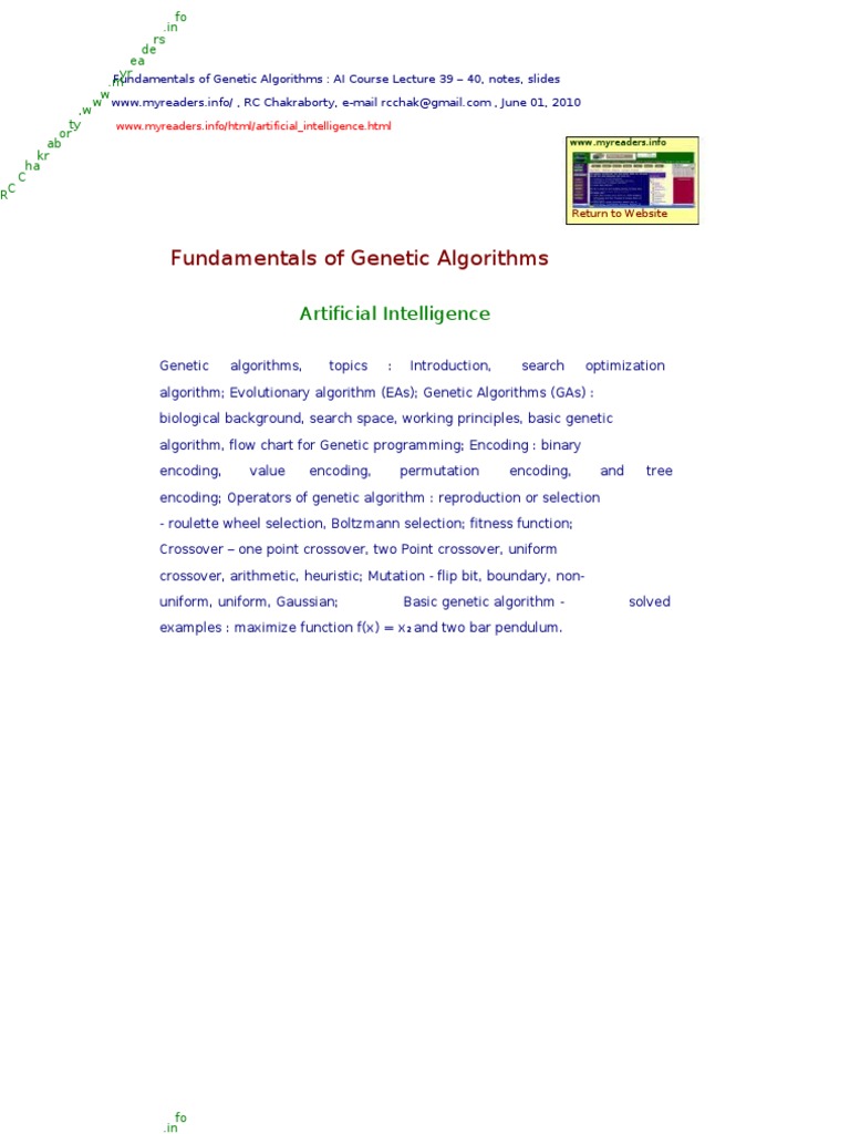 Fundamentals of Genetic Algorithm | PDF | Genetic Algorithm ...