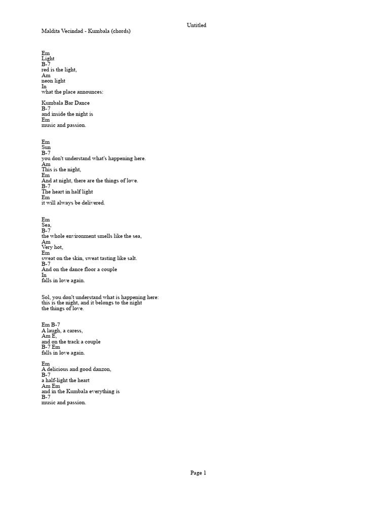Kumbala Chords | PDF