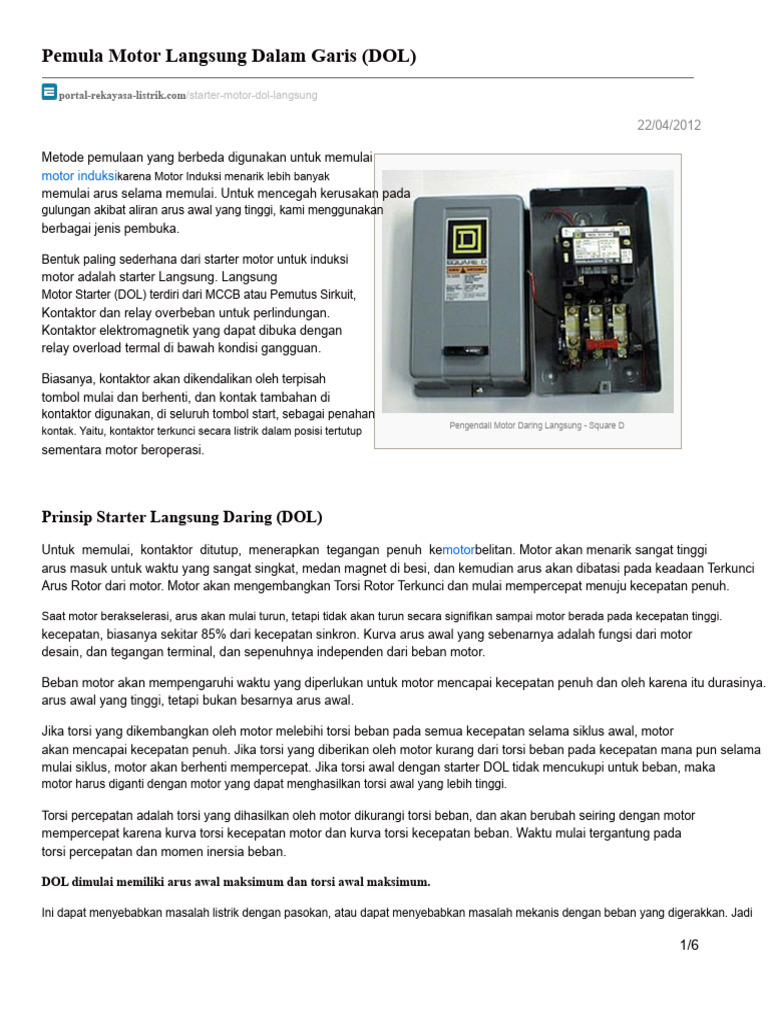 Panduan Starter Motor DOL Lengkap | PDF