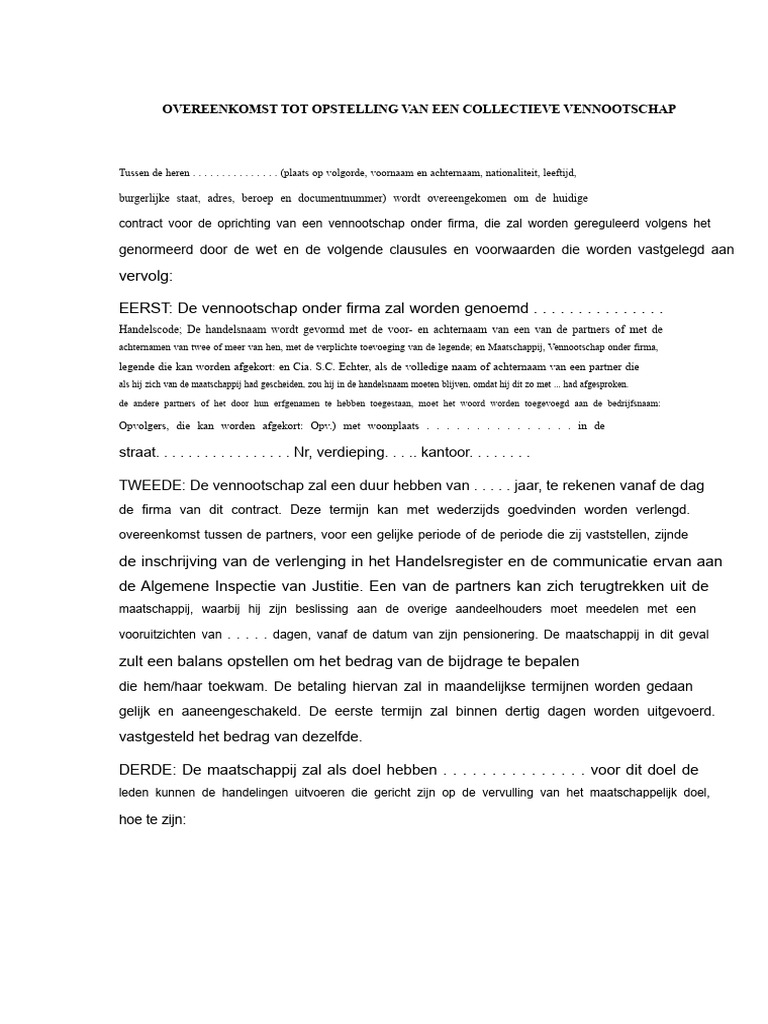 Voorbeeld Van Een Samenwerkingscontract | PDF