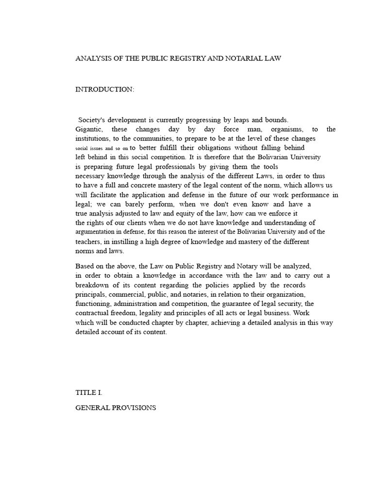 Analysis of The Public Registry and Notary Law | PDF | Notary Public ...