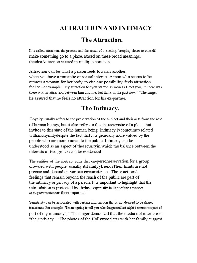 Attraction and Intimacy | PDF | Attachment Theory | Love