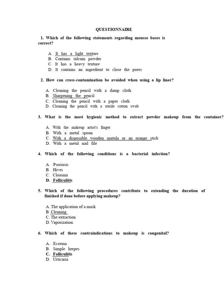 QUESTIONNAIRE itec MAKEUP | PDF | Cosmetics | Face