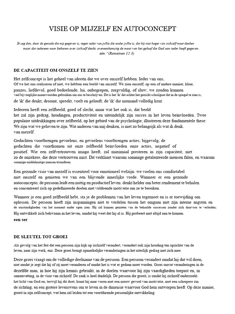 Visie Op Mijzelf en Autoconcept | PDF