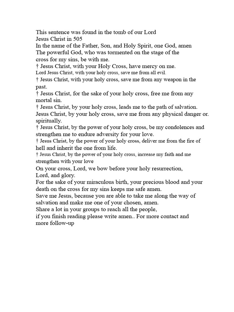 This Sentence Was Found in The Tomb of Our Lord Jesus Christ in 505 | PDF