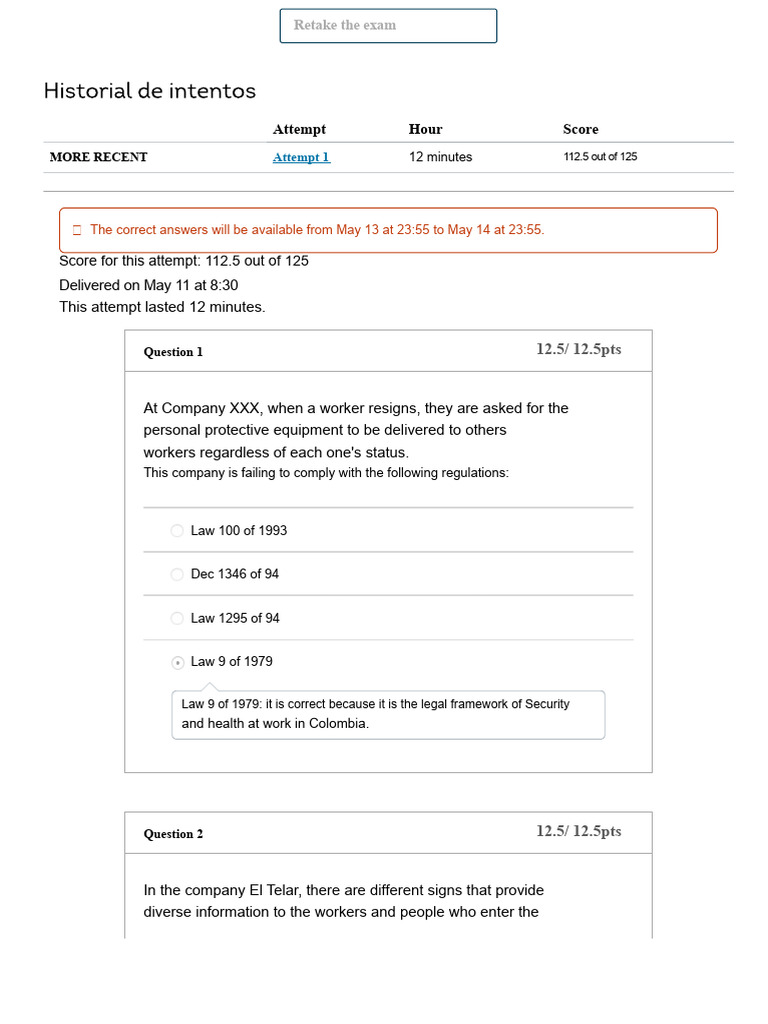 Exam Review: Occupational Safety Quiz | PDF | Occupational Safety And ...