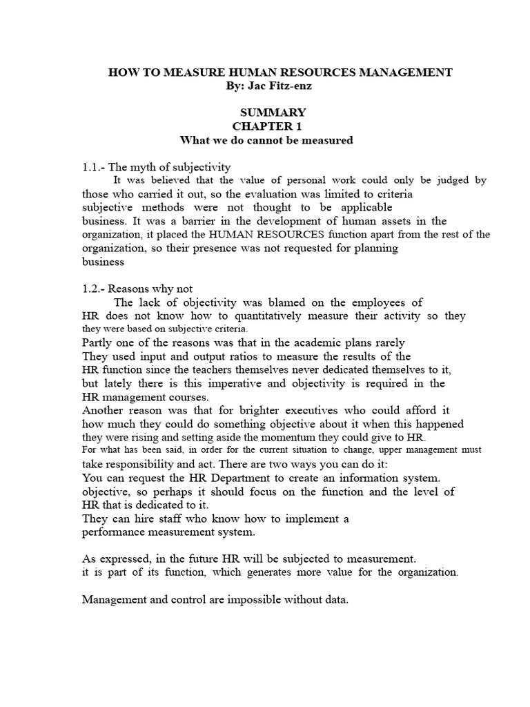 HOW TO MEASURE HR MANAGEMENT RESOURCES. Jac Fitz-Enz | PDF | Human Resources | System