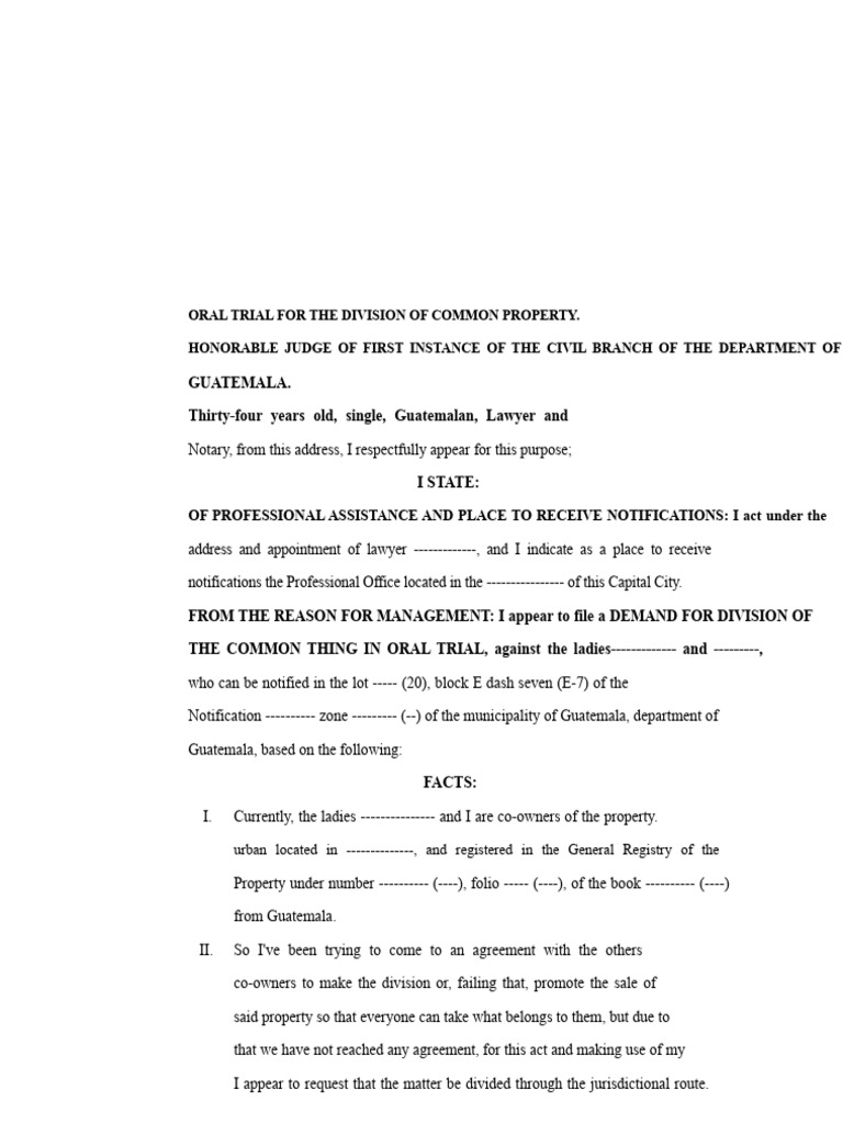 Oral Trial for Common Property Division | PDF | Lawsuit | Trials