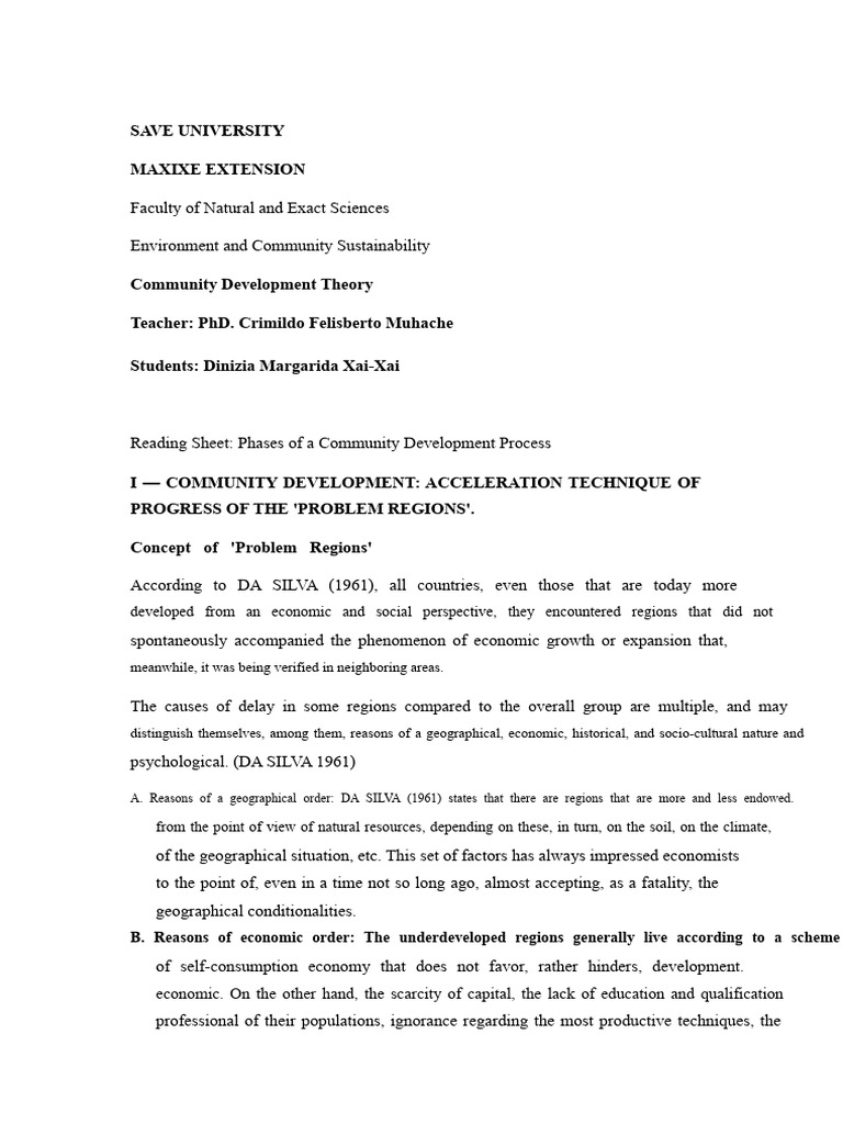 Reading Sheet - Phases of a Community Development Process X-X | PDF ...
