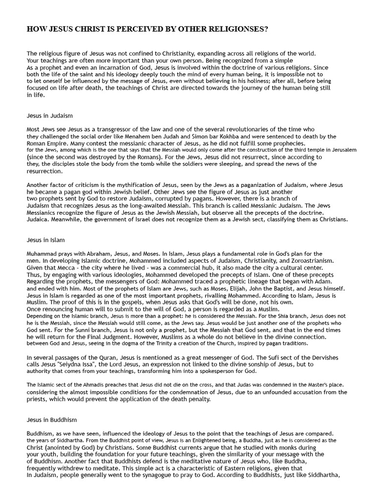Jesus Christ Across World Religions | PDF | Jesus | Prophet
