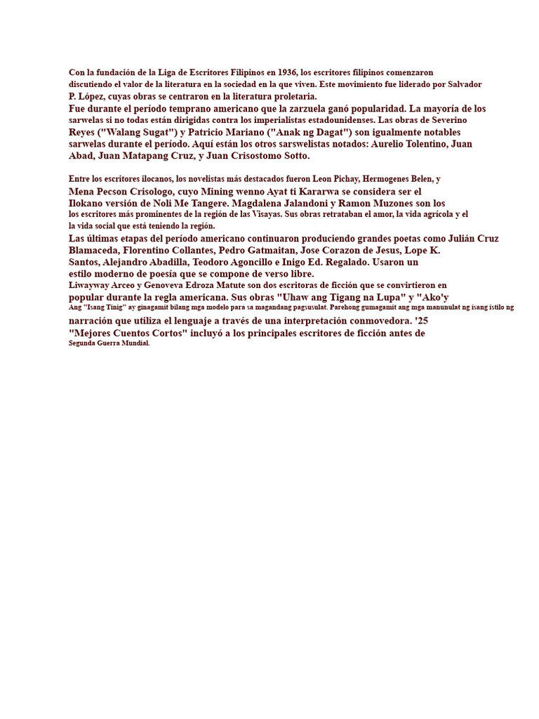 Con La Fundación de La Liga de Escritores de Filipinas en 1936 | PDF