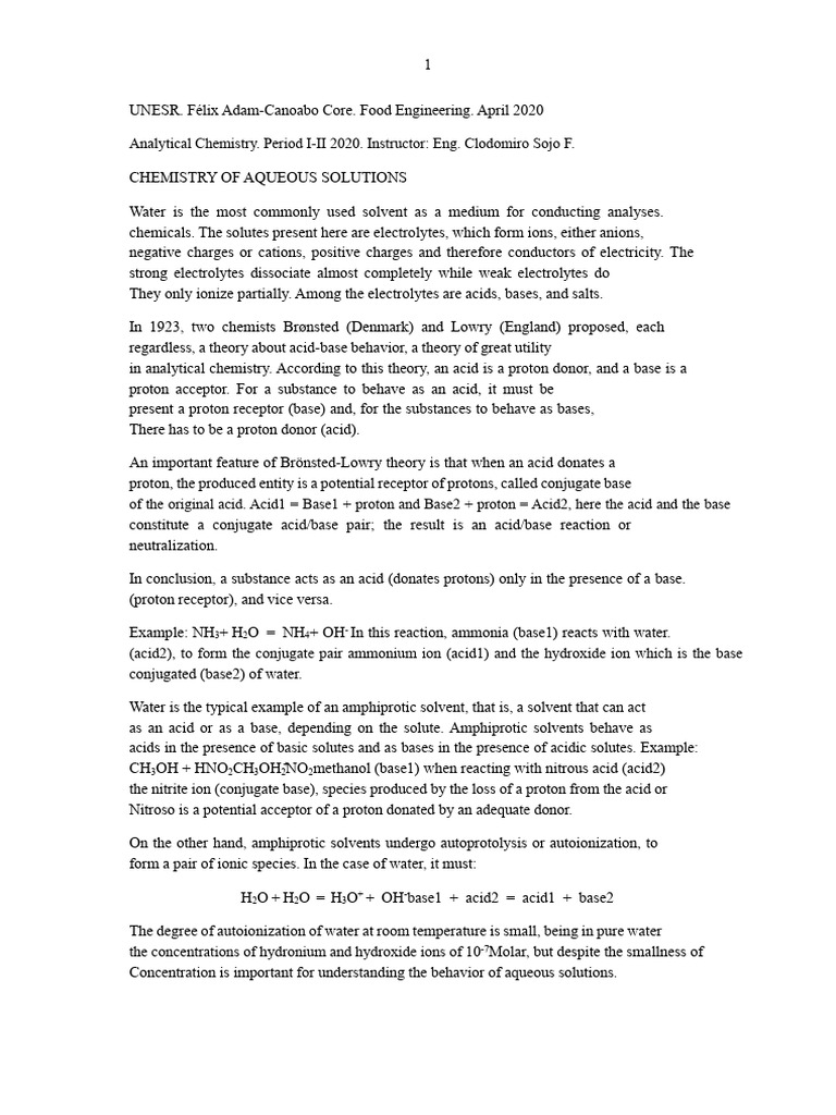 Chemistry of Aqueous Solutions | PDF | Acid | Chemistry