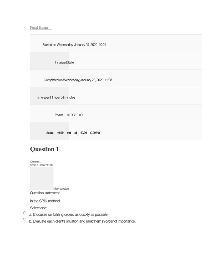 FINAL EXAM # 2 Commercial Direction | PDF | Sales | Customer