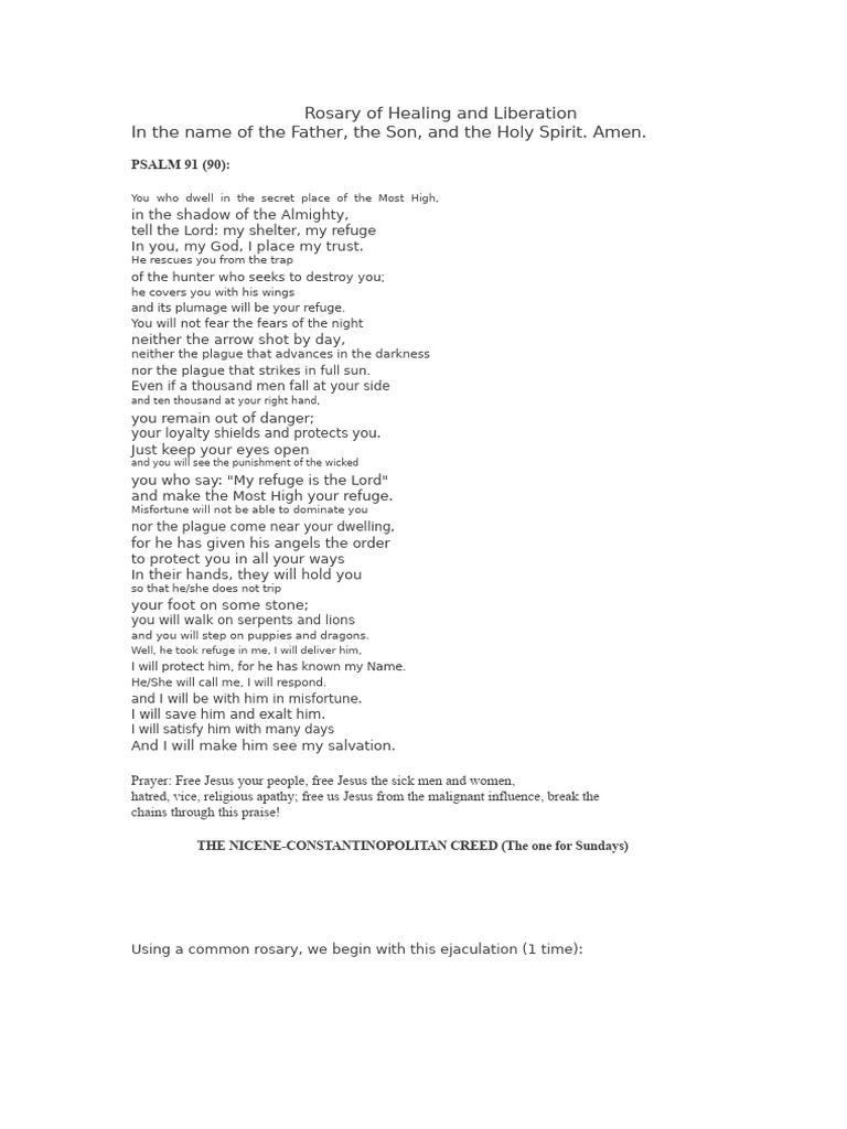 Rosary Of Healing And Liberation Pdf Jesus Rosary