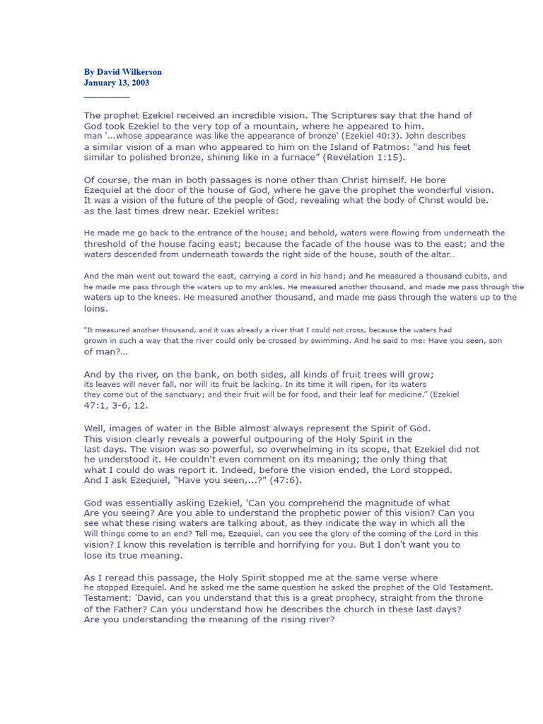 Ez - 47 - by David Wilkerson | PDF | Christian Church | Glory (Religion)