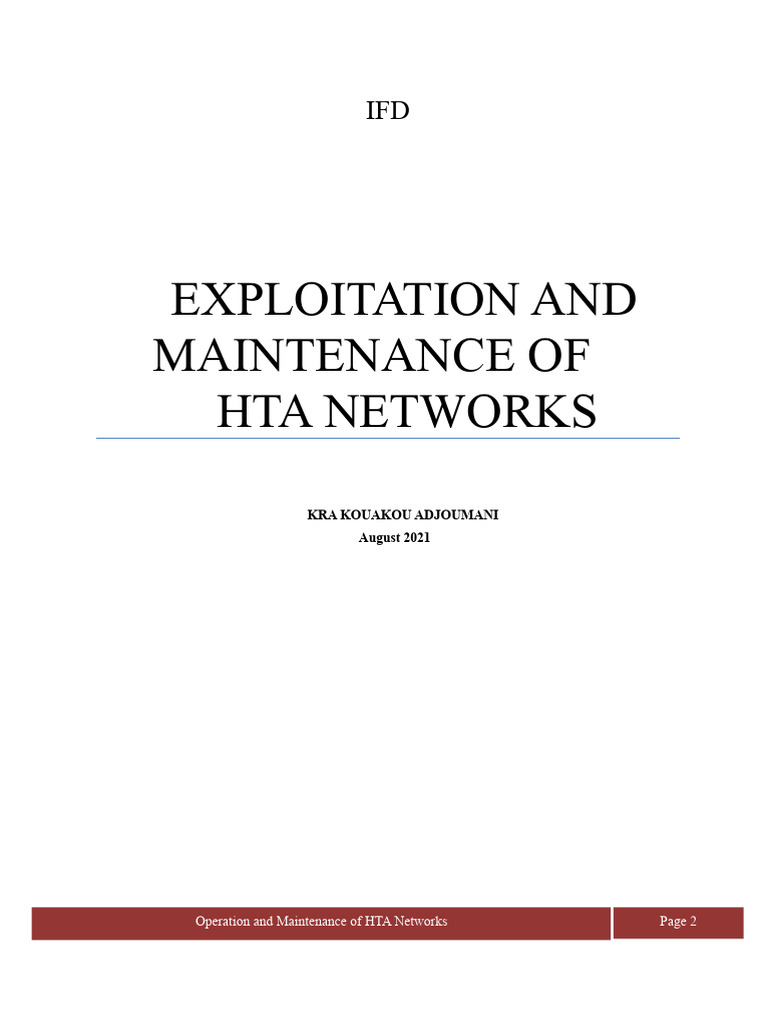 Operation and Maintenance of HTA Networks | PDF | Electric Power ...