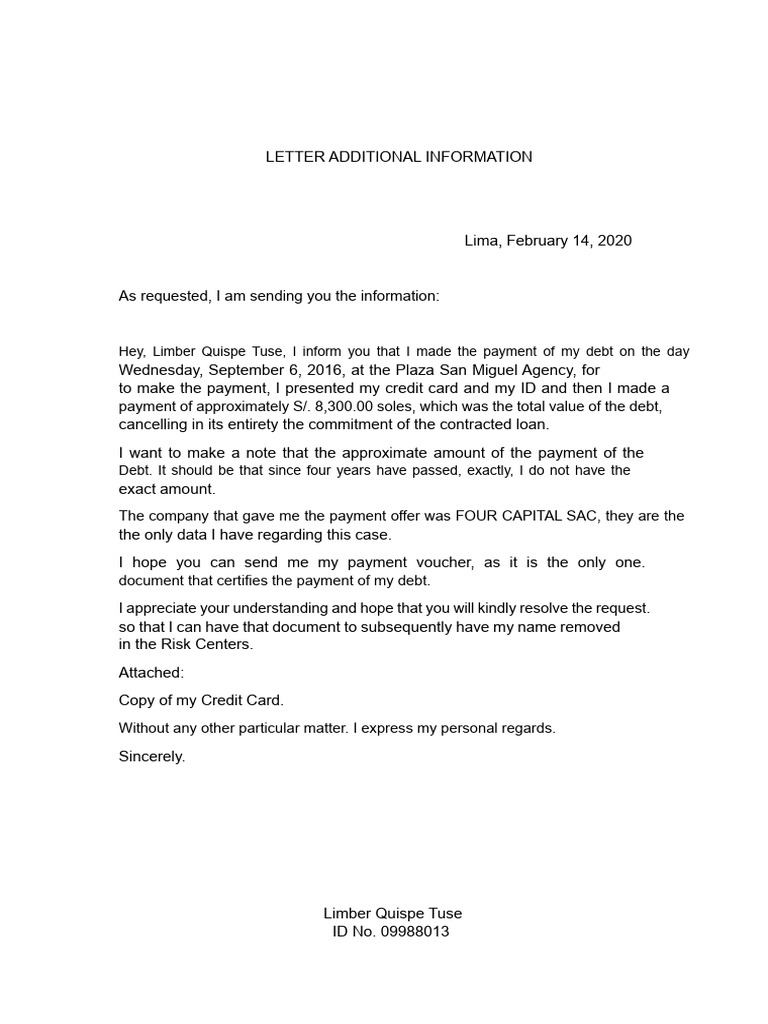 ADDITIONAL INFORMATION LETTER.docx | PDF