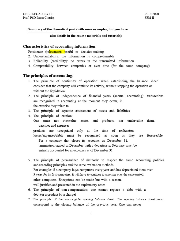 Accounting Principles and Financial Statements | PDF | Balance Sheet | Debits And Credits