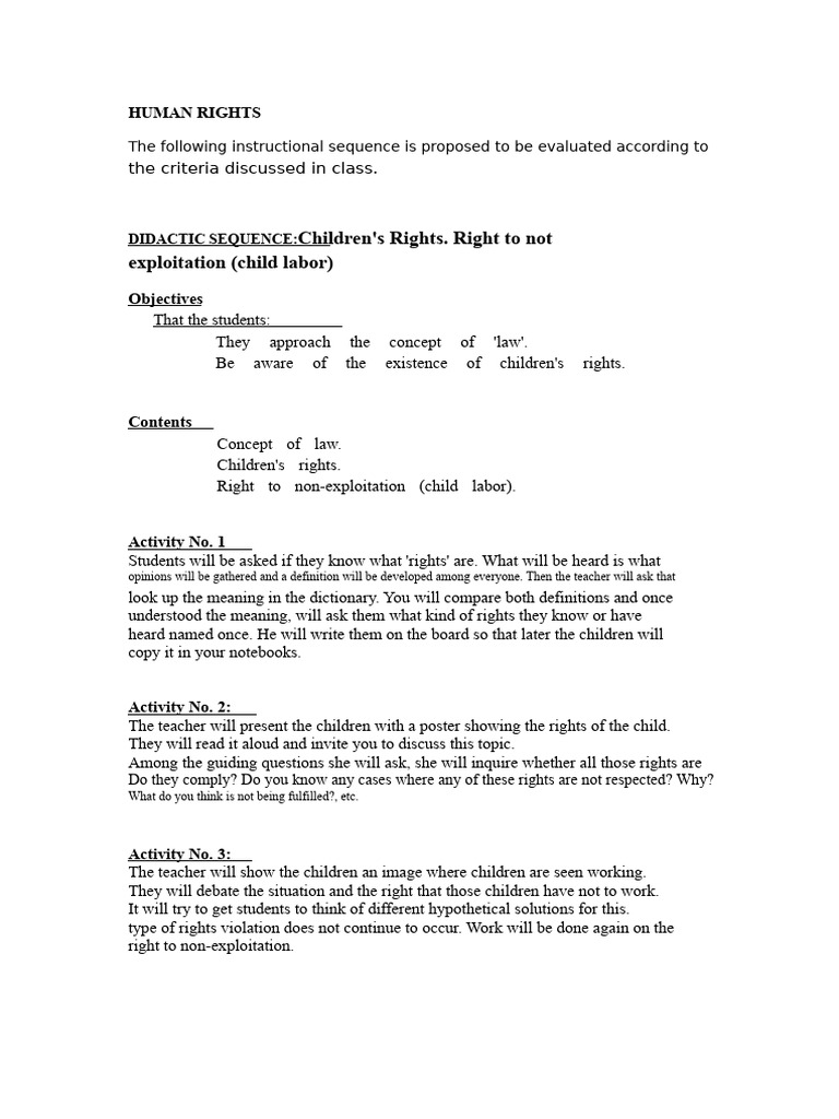 Didactic Sequence, Human Rights | PDF