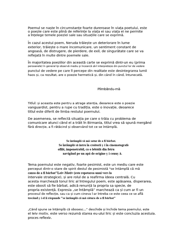 Analiza Walking Around de Pablo Neruda | PDF