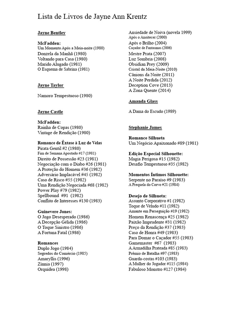 Lista de Livros de Amanda Quick | PDF