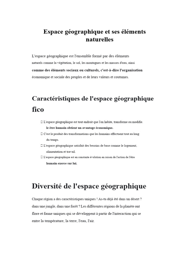 Éléments de l'espace géographique | PDF | Géographie | Désert
