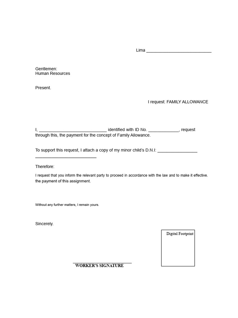 Family Allowance Application Request | PDF