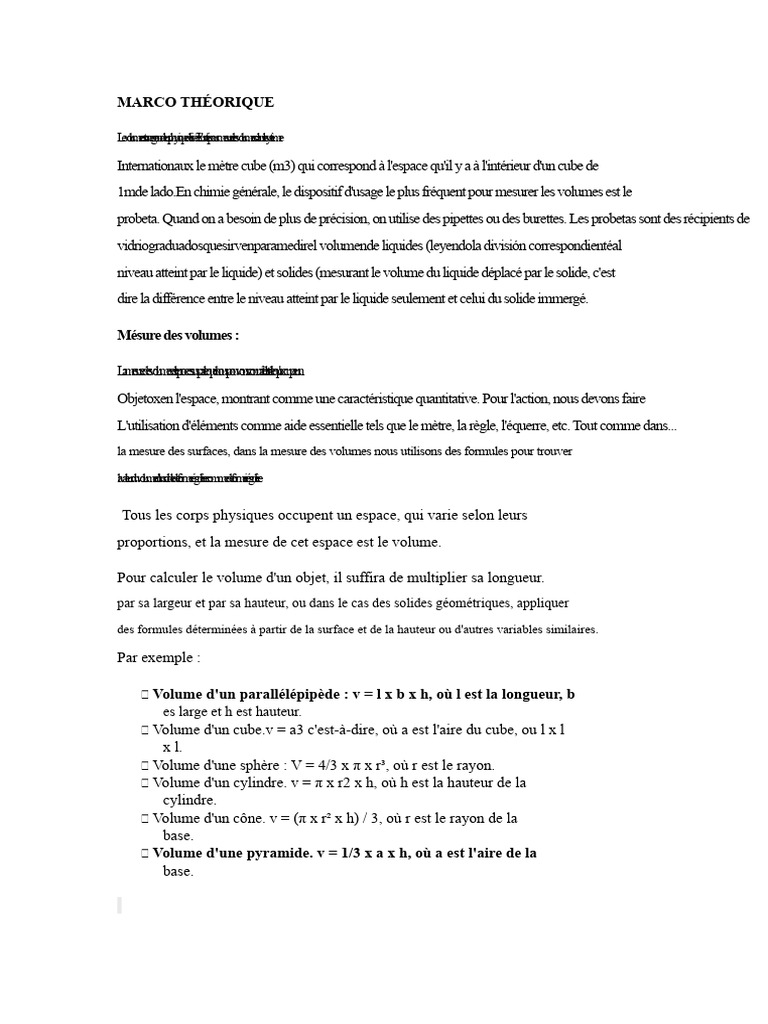 Mesure et calcul du volume des objets | PDF | Le volume | Quantité