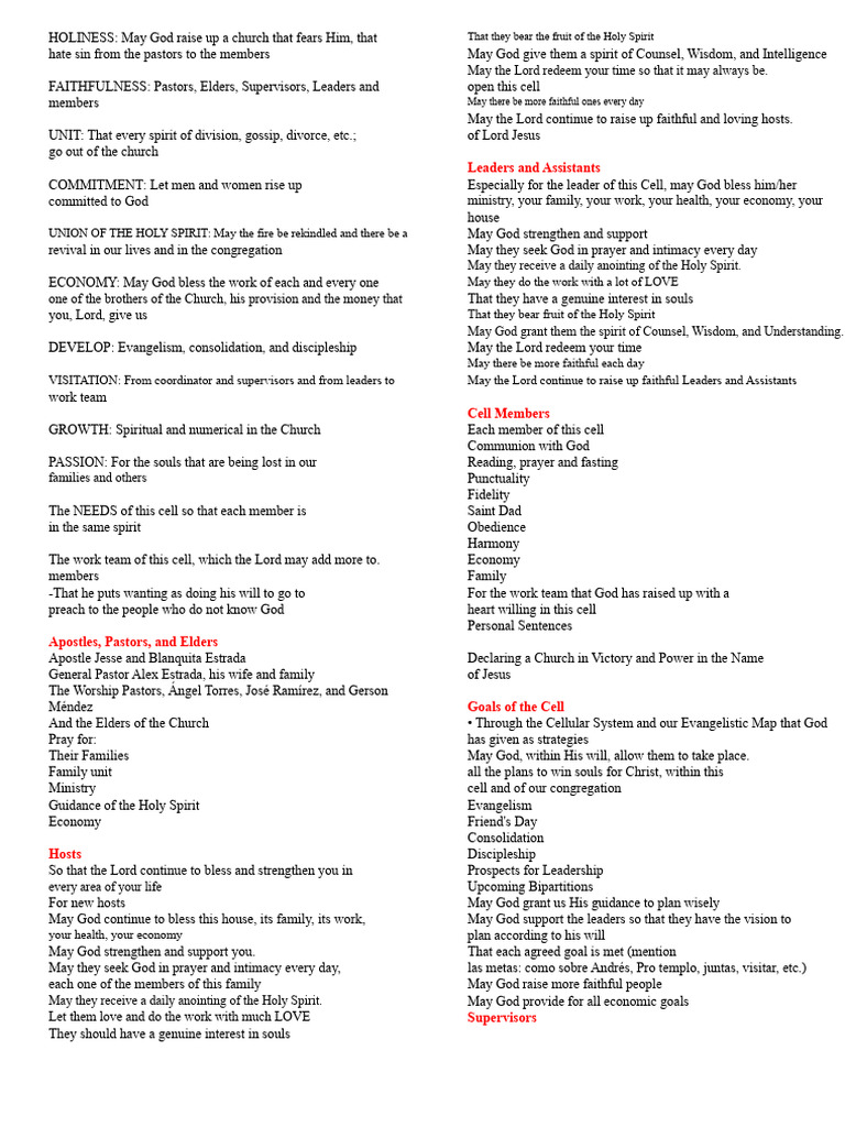 SENTENCES - For Cell Groups | PDF | Elder (Christianity) | Pastor