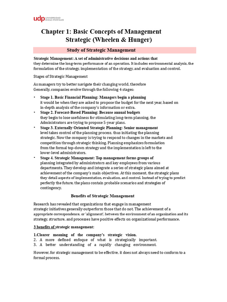 Summary Chapter 1 (Wheelen and Hunger) | PDF | Strategic Management ...