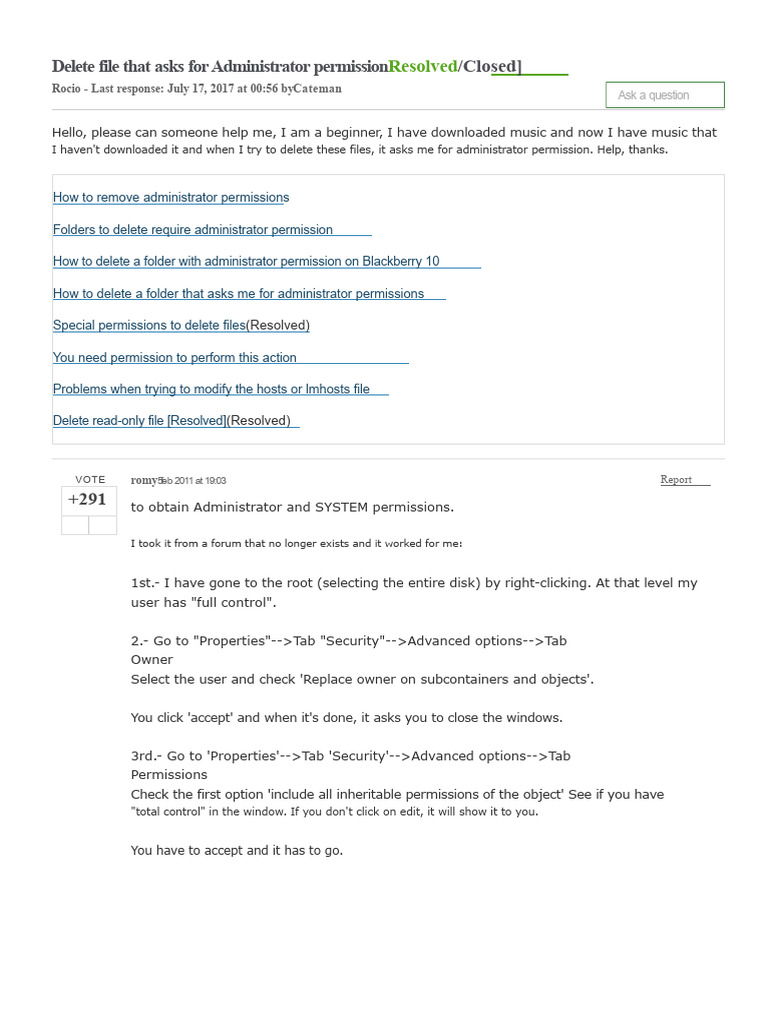 Delete File That Requests Administrator Permission | PDF