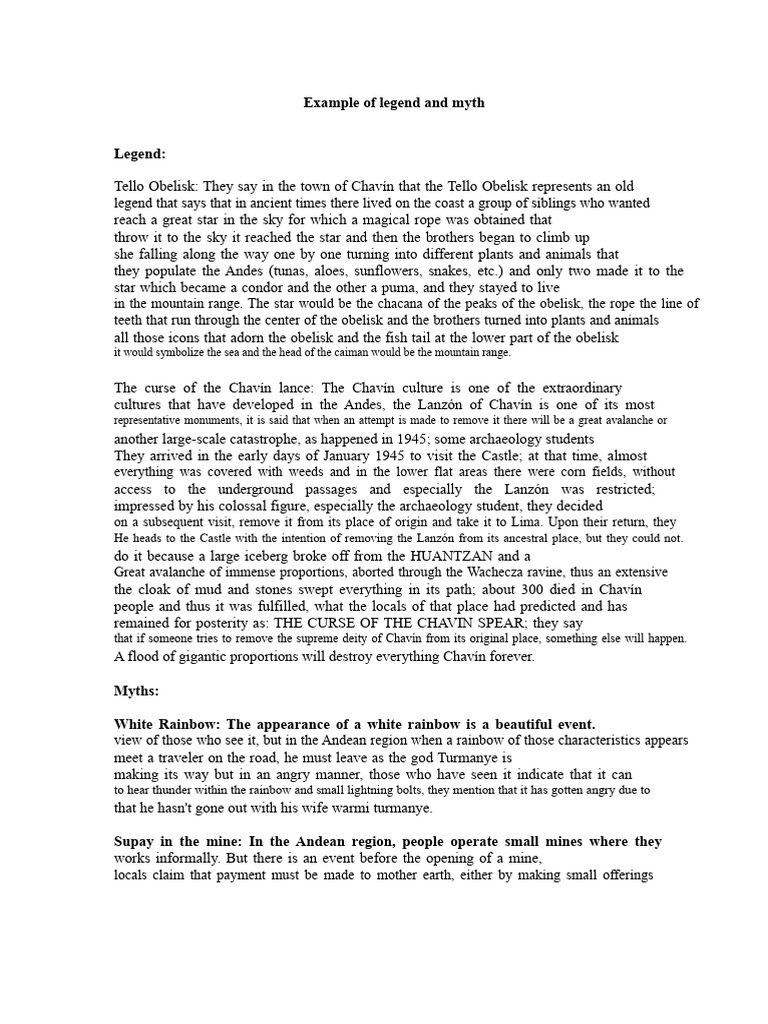 Example of Legend and Myth | PDF | Religious Belief And Doctrine