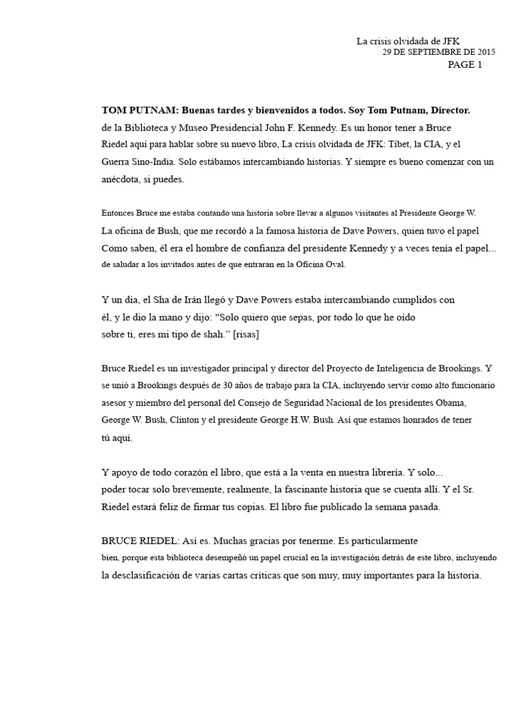 2015 09 29 La Crisis Olvidada de JFK PDF | PDF | John F. Kennedy | Tíbet