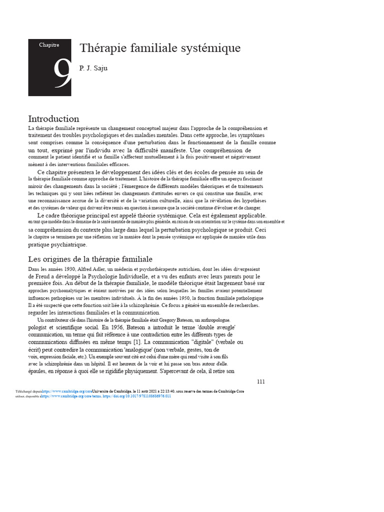 Thérapie familiale systémique : concepts clés | PDF | Psychothérapie ...