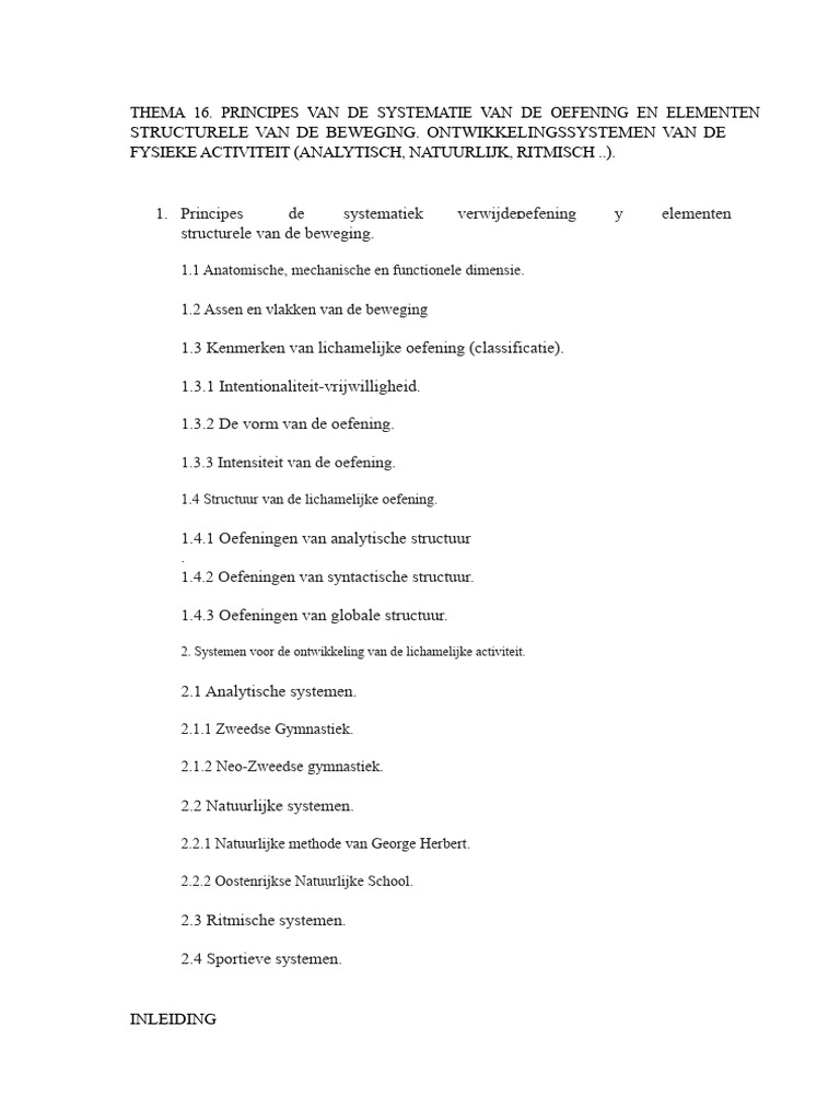Thema 16. Systematiek Van Lichamelijke Oefening | PDF