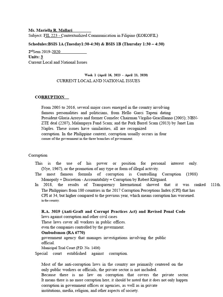 Mallari - Kokofil Module April 16 30 | PDF | Corruption | Political Corruption
