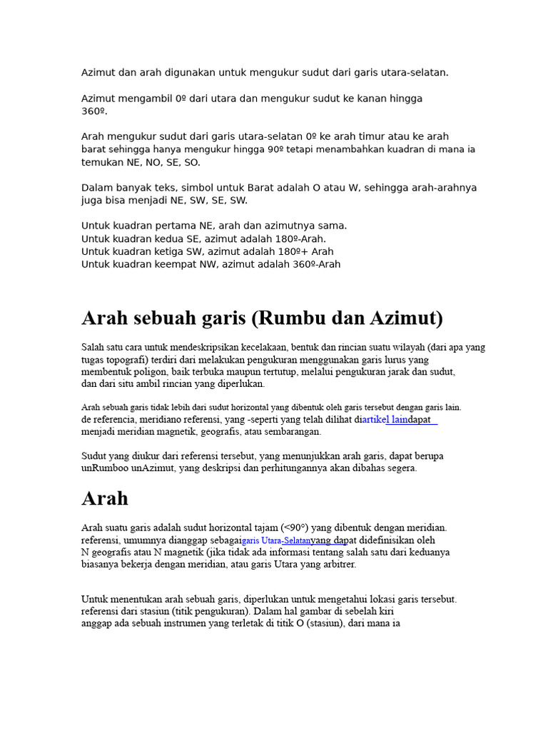 Panduan Lengkap Azimut dan Arah | PDF