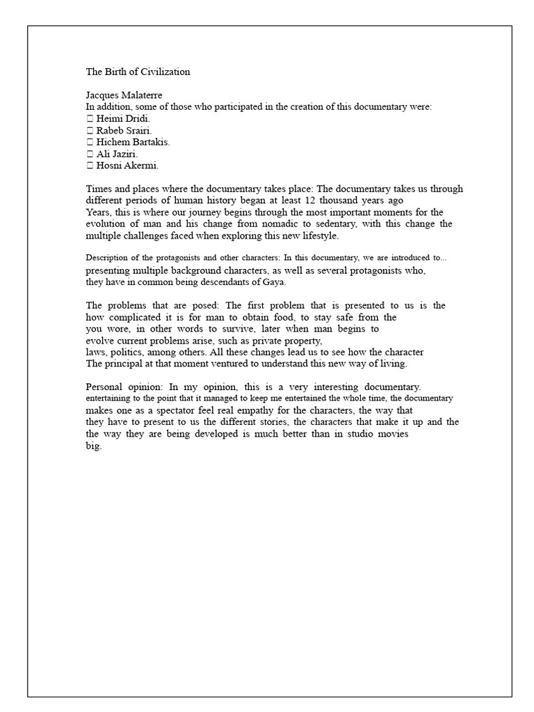 The Birth of Civilization | PDF