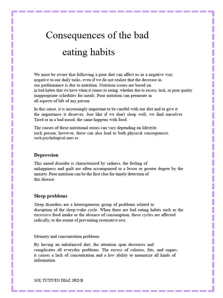 Consequences of Poor Eating Habits | PDF | Dieting | Eating