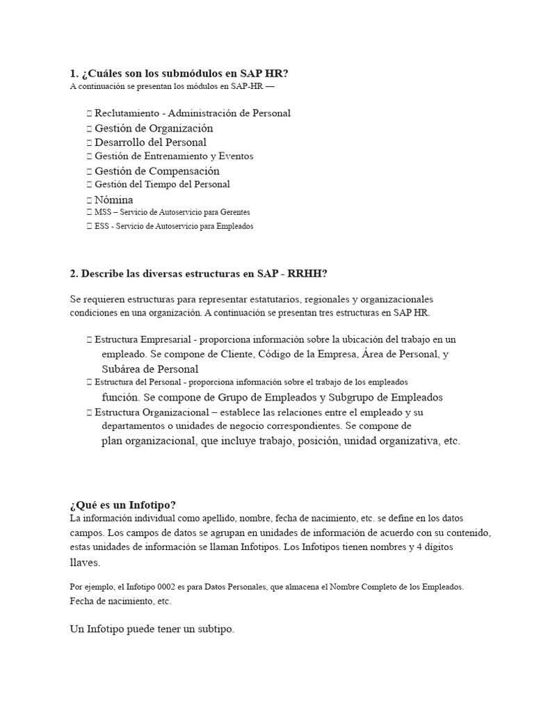 Pregunta de Entrevista de SAP HCM | PDF | Gestión de recursos humanos ...