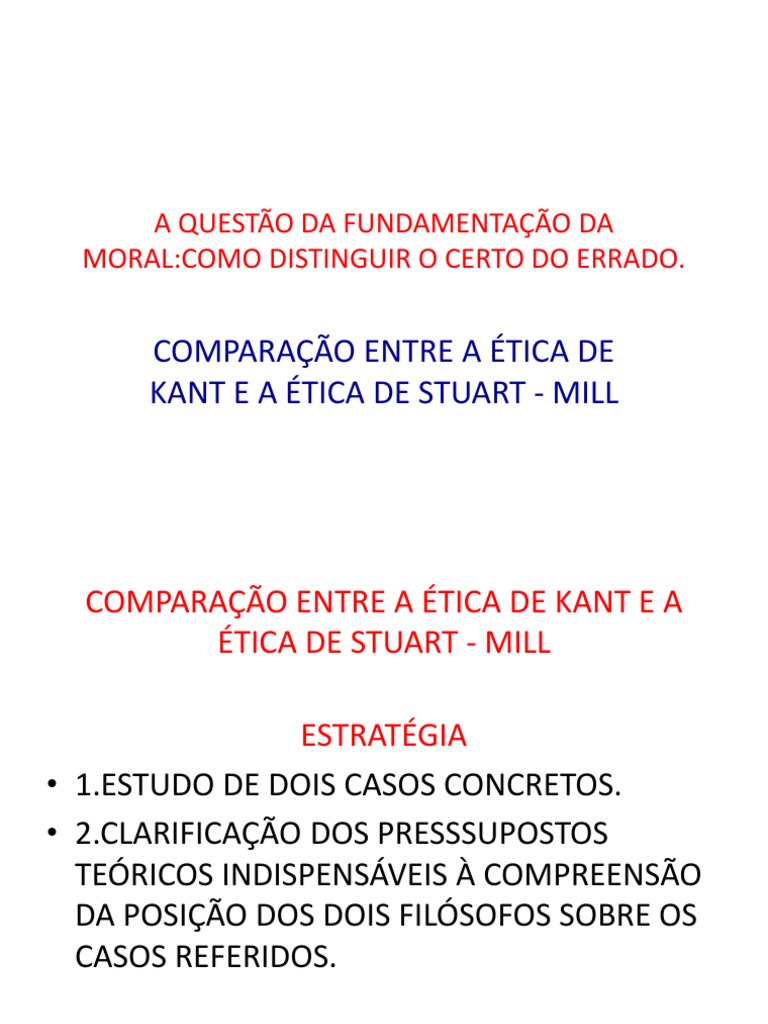 Kant e Mill | PDF | Utilitarismo | Moralidade