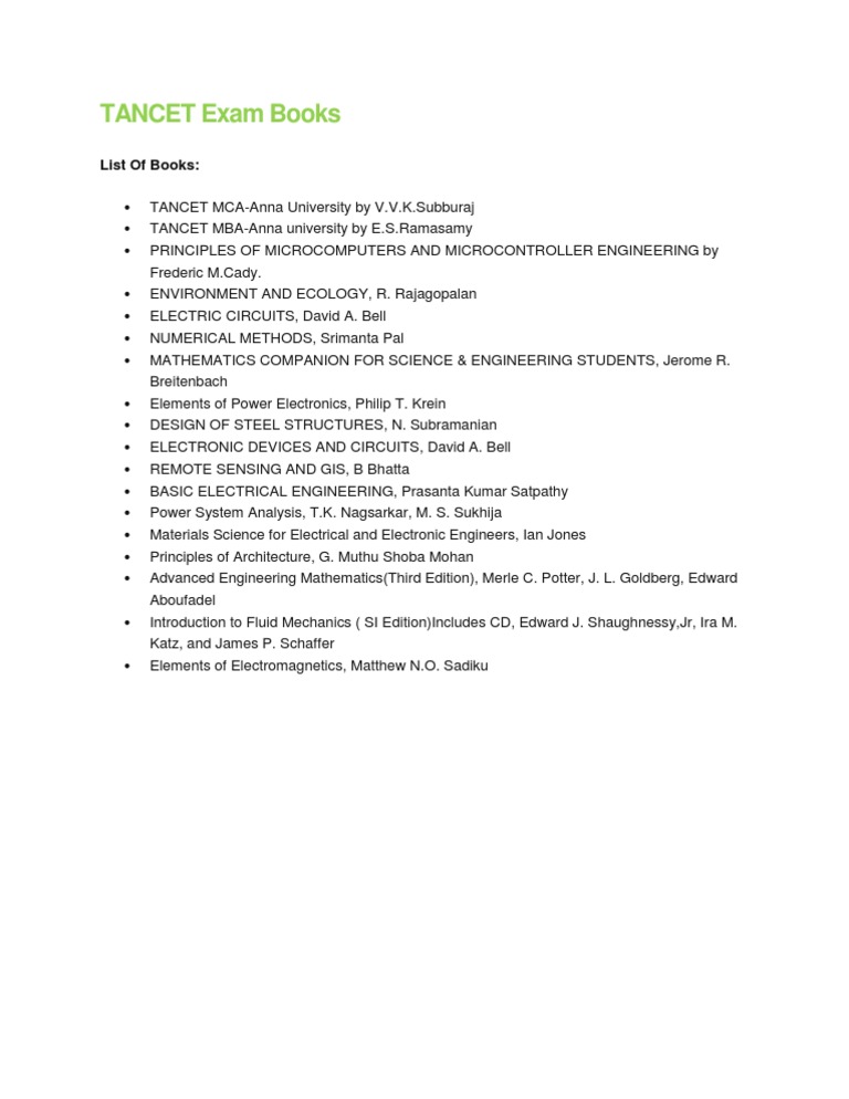 TANCET MBA & MCA Exam Preparation Books | PDF