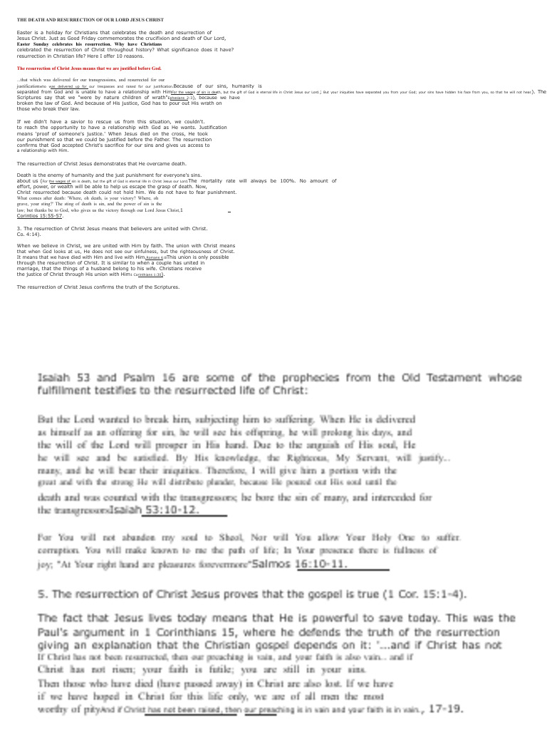 The Death and Resurrection of Our Lord Jesus Christ | PDF ...